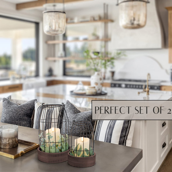 BEACHWATER POOL & SPA, LLC Rustic Farmhouse Lantern Decor Set Of 2 - Stylish Decorative Lanterns ...